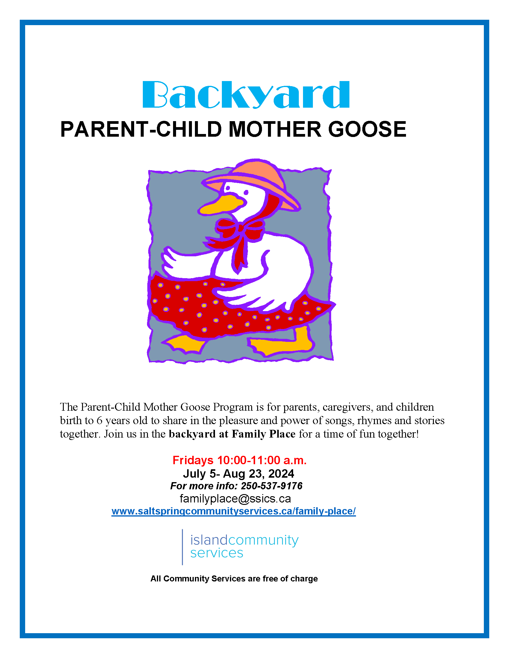 Backyard Parent-Child Mother Goose - Island Community Services
